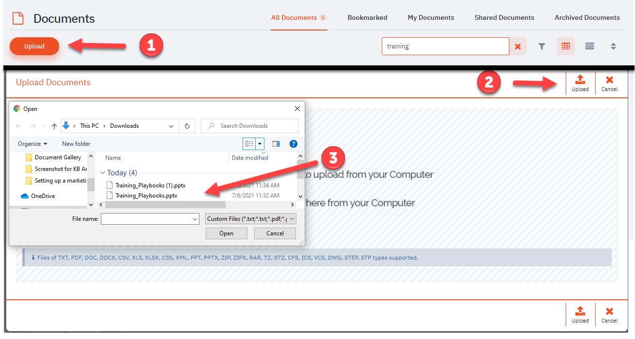 How do I upload and access my company's documents?