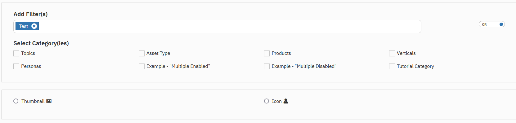 How do I setup asset configuration tabs and categories?